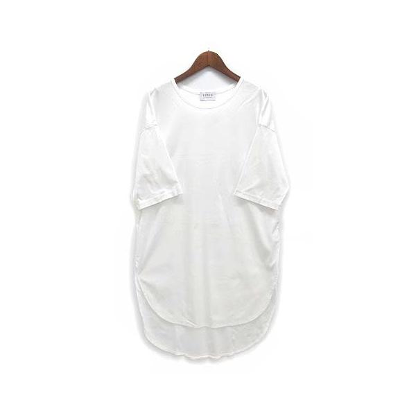 エッセン ロートレアモン ESSEN LAUTREAMONT ラウンドヘム 半袖 Tシャツ カットソー クルーネック 無地 ホワイト 白 38 レディース【表記サイズ】38【実寸サイズ】肩幅：55cm　身幅：51cm　着丈：84cm　袖丈：...