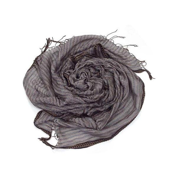 カディー&amp;コー khadi and co ベスニールセン bess nielsen 麻綿 リネン コットン サマー 大判 シアー ストール ブラウン 【実寸サイズ】全長（フリンジ含まず）：180cm　幅：80cm　　【素材】麻布70...