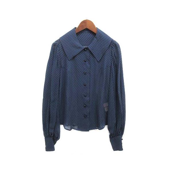 マッセメンシュ MASSE MENSCH シルク シフォン シアー ブラウス シャツ 長袖 ドット ネイビー 紺 日本製 レディース【ブランド】マッセメンシュ MASSE MENSCH【表記サイズ】表記なし※実寸サイズでご確認ください。【実...