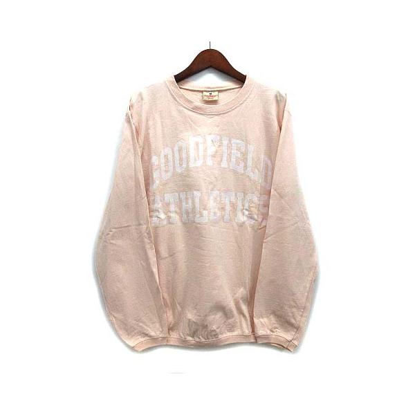 グッドウェア Goodwear クルーネック 長袖 Tシャツ ロンT GOODFIELD ATHLETICS ピンクベージュ USA製 M レディース【表記サイズ】M【実寸サイズ】肩幅：46.5cm　身幅：50cm　着丈：62cm　袖丈：5...