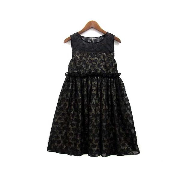 ジルスチュアート JILL STUART シアー 花柄 ノースリーブ ワンピース ミニ ブラック 黒 S レディース【ブランド】ジルスチュアート JILL STUART【表記サイズ】S【実寸サイズ】肩幅：29cm　身幅：37cm　総丈：76...