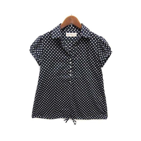 シップス Ships &amp; Dico シアー ドット スキッパー ブラウス パフスリーブ 半袖 ネイビー 紺 レディース【表記サイズ】表記なし※実寸サイズでご確認ください。【実寸サイズ】肩幅：35cm　身幅：44cm　着丈：61cm　...