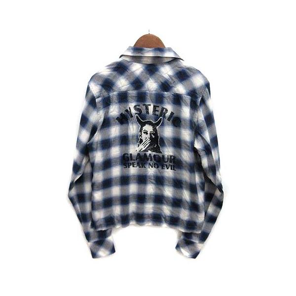 ヒステリックグラマー HYSTERIC GLAMOUR SPEAK NO EVIL 刺繍 オープンカラー チェック シャツ 長袖 ブルー F 01233AH04 レディース【ブランド】ヒステリックグラマー HYSTERIC GLAMOUR【...