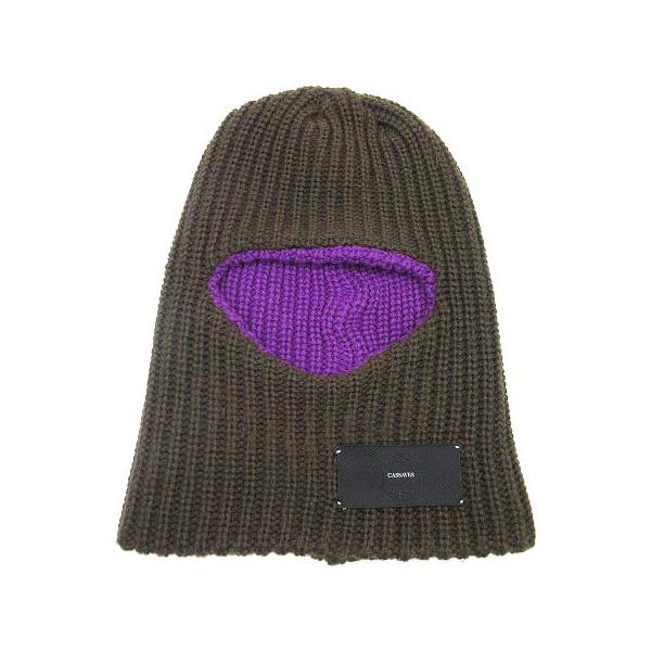 カザベス CASSAVES ニット帽 目出し帽 バラクラバ ブラウン パープル スキー スノーボード  メンズ【表記サイズ】実寸サイズでご確認ください。【実寸サイズ】タテ 約38cm、ヨコ 約30cm　【色】ブラウン×パープル【状態】多少使...