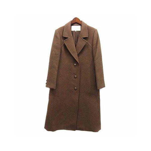 ラピーヌ LAPINE ウール ロング チェスター コート ブラウン 茶 15 大きいサイズ レディース【表記サイズ】15【実寸サイズ】肩幅：38cm　身幅：46cm　着丈：102cm　袖丈：56cm　　【素材】表地 毛 100％　裏地 キ...