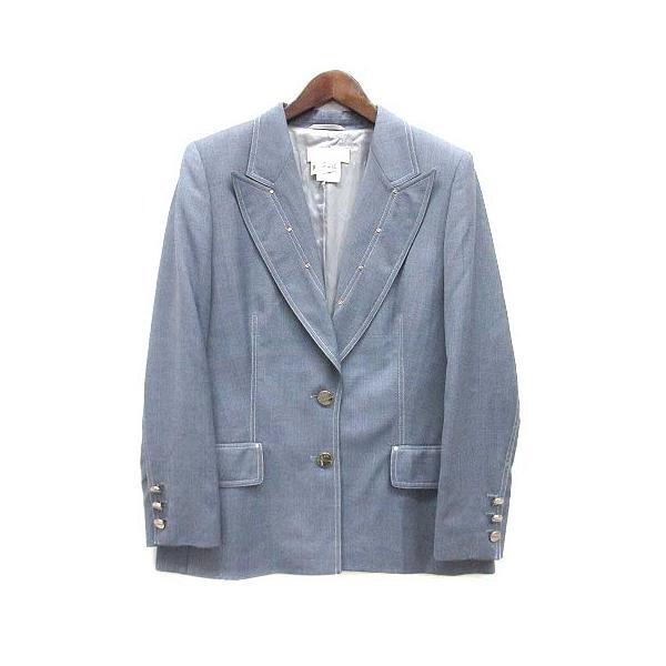 エスカーダ ESCADA マルガレータレイ GUABELLO SUPER 110S ウール テーラード ジャケット スタッズ ライトブルー 38 レディース【ブランド】エスカーダ ESCADA【表記サイズ】38【実寸サイズ】肩幅：39cm　...