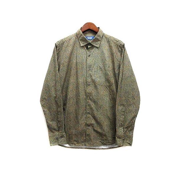 マウリツィオ バルダサーリ MAURIZIO BALDASSARI 小花柄 ストライプ シャツ 長袖 フラワー カーキ 46 メンズ【表記サイズ】46【実寸サイズ】肩幅：44cm　身幅：56cm　着丈：61cm　袖丈：71.5cm　　【素材...