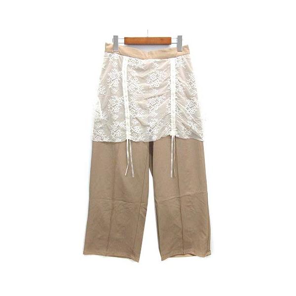 コリン colin × Se-Simte コラボ レース ドロスト ワイド パンツ ウエストゴム ベージュ LL 大きいサイズ 24SMKS-204 レディース【表記サイズ】LL【実寸サイズ】ウエスト：66〜86cm　もも幅：31cm　裾幅...