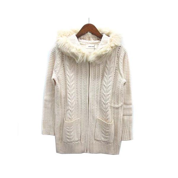 未使用品 レッセパッセ LAISSE PASSE フォックスファー ケーブル ニット ロング パーカー カーディガン 長袖 アイボリー 38 レディース【ブランド】レッセパッセ LAISSE PASSE【表記サイズ】38【実寸サイズ】肩幅：...