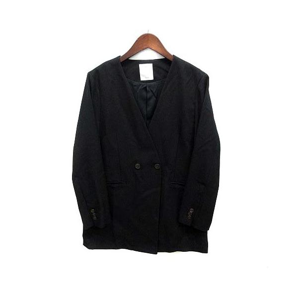 ビス ViS ノーカラー サイドスリット ジャケット イージーケア ブラック 黒 L BVV30040 レディース【ブランド】ビス ViS【表記サイズ】L【実寸サイズ】肩幅：39cm　身幅：49cm　着丈：72cm　袖丈：57cm　スリット...