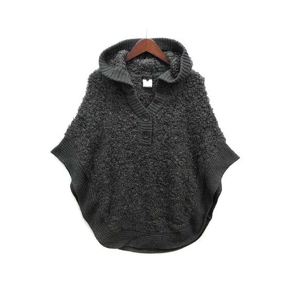 アインシュリット 1 Eins Schritt プードル ニット ポンチョ フーディー チャコールグレー 2 レディース【表記サイズ】2【実寸サイズ】着丈：69cm　ゆき丈：51cm　裾幅：--cm　　【素材】アストラカン アクリル 57％...