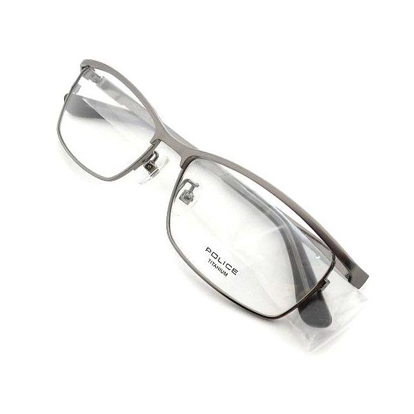 ポリス POLICE 眼鏡 メガネ チタン フレーム マットシルバー VPL756J 【ブランド】ポリス POLICE【表記サイズ】55□15 140【実寸サイズ】レンズの大きさ：5.5×3.2cm　フレーム：13.5cm　テンプル：13....
