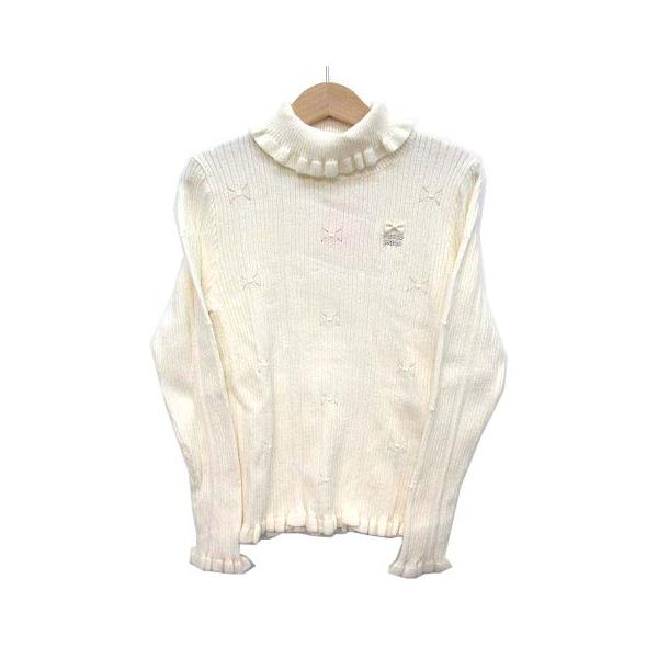 未使用品 メゾピアノ mezzo piano リボン リブ タートルネック ニット セーター リボン 長袖 オフホワイト L 130-140 6024219 キッズ【ブランド】メゾピアノ mezzo piano【表記サイズ】L(130-14...