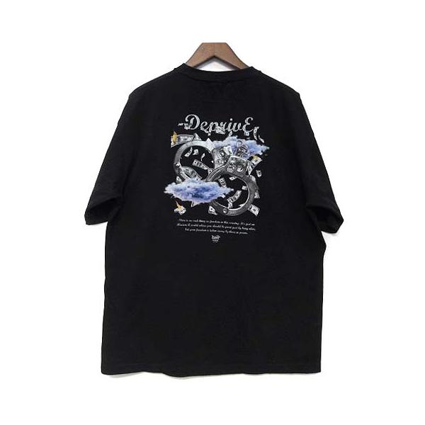 ダルクロージング Dall Clothing 手錠 バックプリント ヘビーウェイト Tシャツ カットソー 半袖 ロゴ刺繍 ブラック 黒 L メンズ【表記サイズ】L【実寸サイズ】肩幅：54cm　身幅：59cm　着丈：74.5cm　袖丈：23c...