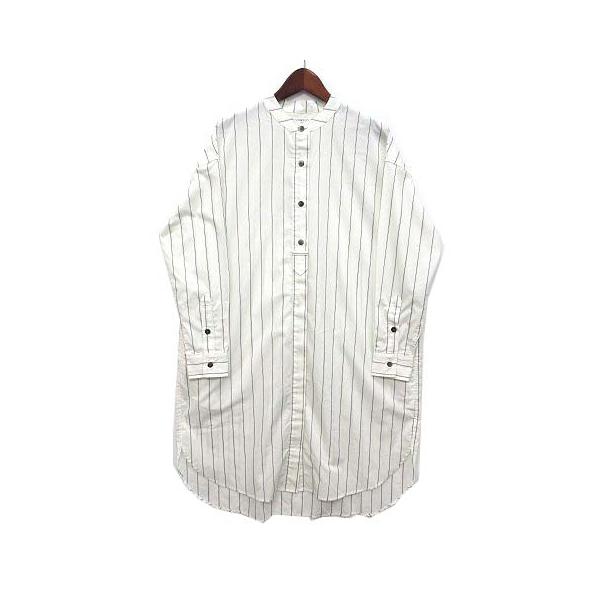 クロコダイル CROCODILE CODE バンドカラー ストライプ シャツ ワンピース チュニック 長袖 アイボリー M 0221-33750 美品 レディース【ブランド】クロコダイル CROCODILE【表記サイズ】M【実寸サイズ】肩幅...