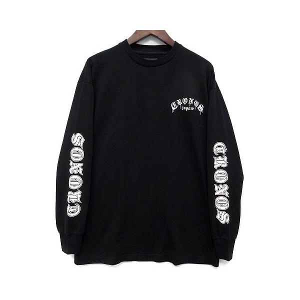 クロノス CRONOS ブラックレタープリント Tシャツ ロンT 長袖 ブラック 黒 M C08-LS-2409ST メンズ【表記サイズ】M【実寸サイズ】肩幅：55cm　身幅：60cm　着丈：75cm　袖丈：57cm　　【素材】綿60％、ポ...
