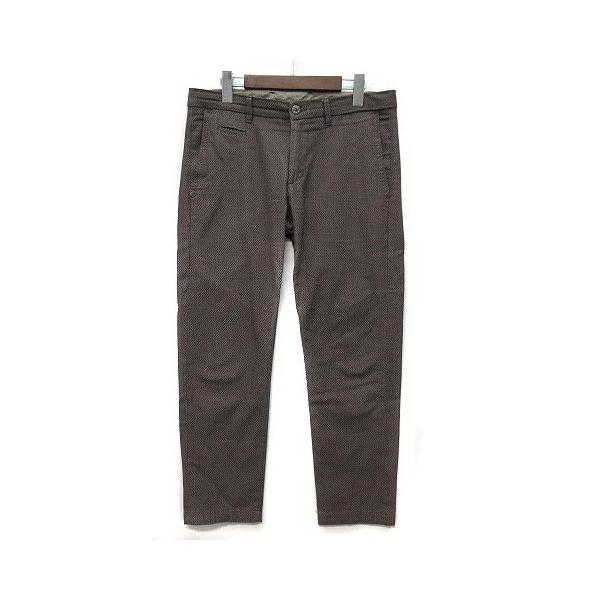 リハッシュ Re-Hash 総柄 ジャガード テーパード チノ パンツ ストレッチ ブラウン 茶 34 イタリア製 メンズ【表記サイズ】34【実寸サイズ】ウエスト：85cm　もも幅：27cm　裾幅：17cm　股上：25cm　股下：69cm　...