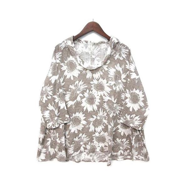 ラカムイタリアーナ Rakam Italiana ひまわり Aライン ブラウス チュニック コットン レーヨン モカグレー 11 4141-547 レディース【表記サイズ】11【実寸サイズ】肩幅：40cm　身幅：60cm　着丈：72cm　袖...