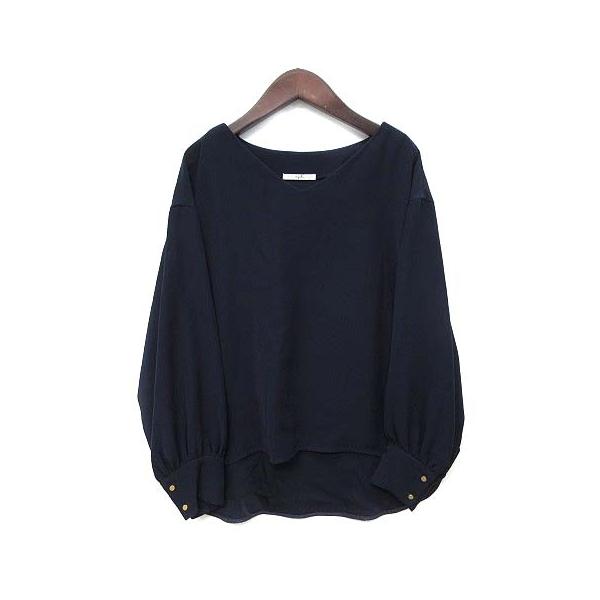 ミューカ MJUKA Vネック ブラウス プルオーバー 長袖 ネイビー 紺 F 378-133670 日本製 レディース【ブランド】ミューカ MJUKA【表記サイズ】F【実寸サイズ】肩幅：50cm　身幅：54cm　着丈：63cm　袖丈：49...