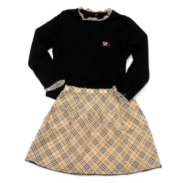 バーバリー ロンドン BURBERRY LONDON セットアップ ハート チェック 長袖 Tシャツ スカート 100 ブラック ベージュ 【ブランド】バーバリー ロンドン BURBERRY LONDON【表記サイズ】トップス 100スカー...