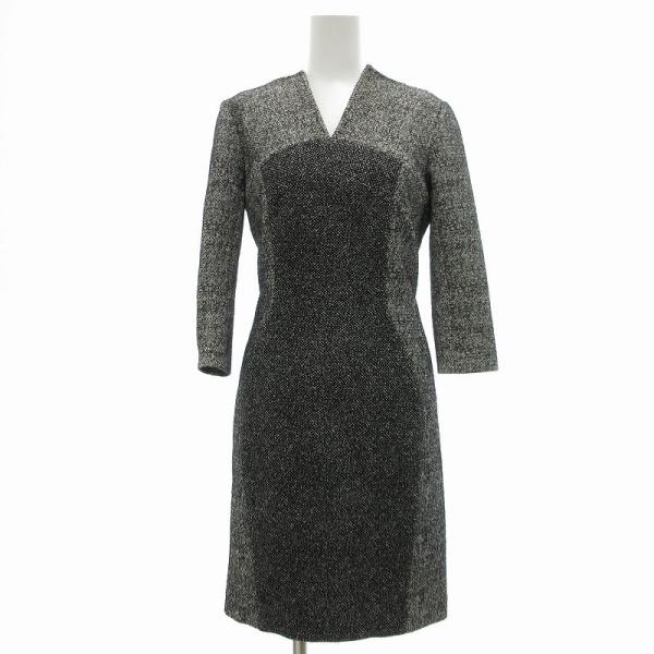 ベラルディ BERARDI ワンピース ひざ丈 長袖 ツイード ラムレザー 0 XS 黒 ブラック 白 ホワイト /JS ■GY09 レディース【ブランド】ベラルディ BERARDI【表記サイズ】0（XS相当）【実寸サイズ】肩幅：約39cm...