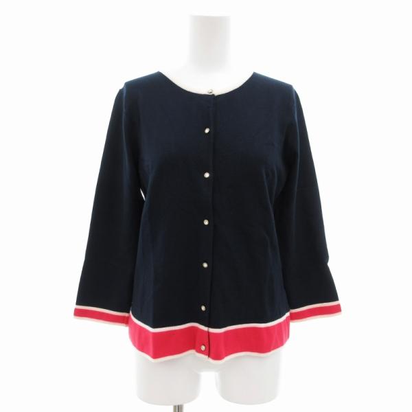 ロペ ROPE アンサンブルニット カーディガン 半袖ニット 長袖 M 紺 ネイビー /GV ■F レディース【ブランド】ロペ ROPE【表記サイズ】M【実寸サイズ】肩幅：約35cm　身幅：約41cm　袖丈：約46cm　着丈：約54cm　ニ...