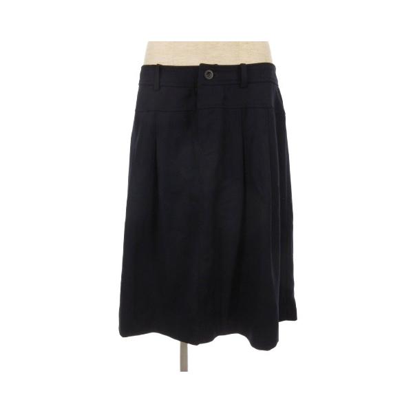 グリーンノート gree*n nout タグ付き スカート ひざ丈 フレア ギャザー 紺 ネイビー 15 レディース【表記サイズ】15【実寸サイズ】ウエスト：79cm　ヒップ：110cm　スカート丈：57.5cm　　【素材】表地 ポリエステ...