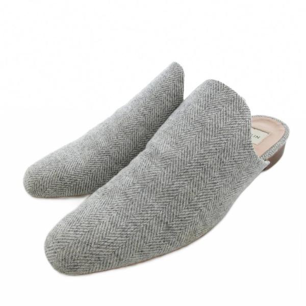 エリン ELIN ミュール サンダル ローヒール ヘリンボーン 37 グレー系 /UO レディース【ブランド】エリン ELIN【表記サイズ】37【実寸サイズ】ヒールの高さ：約3cm　最大幅：約8cm　インソール約24cm　【色】グレー【状態...