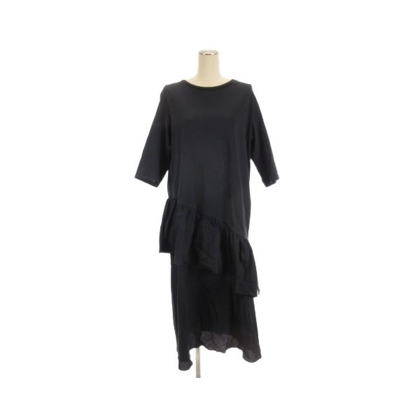 センソユニコ Senso unico YSM ESSENTIAL ティアード ワンピース ロング 五分袖 切替 ネイビー 40 レディース【ブランド】センソユニコ Senso unico【表記サイズ】40【実寸サイズ】肩幅：41.5cm　身...