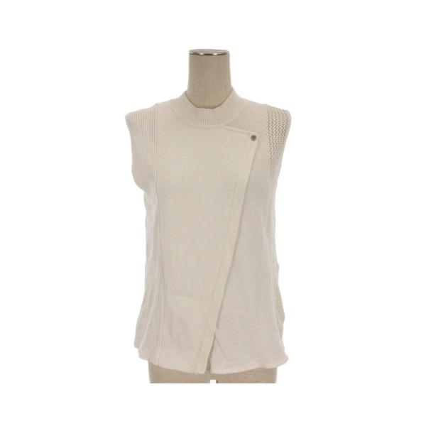 アンジェム &amp;g'aime レイヤードデザイン ミックスニット トップス ノースリーブ ホワイト 251110E レディース【表記サイズ】FREE【実寸サイズ】身幅：44cm　着丈：50cm　　【素材】アクリル55％ 綿45％【色】...