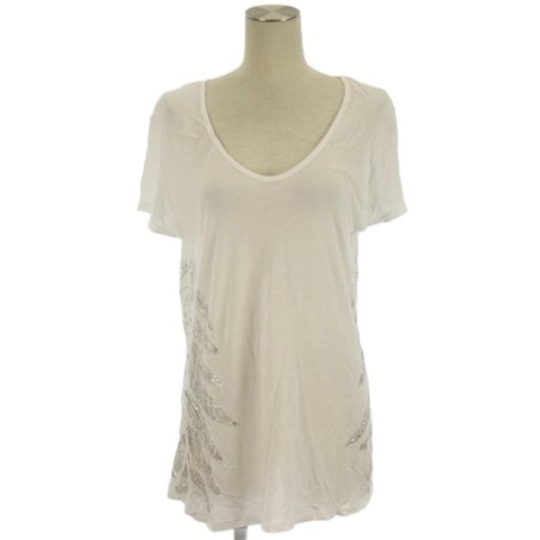 トリーバーチ TORY BURCH カットソー Tシャツ 半袖 ホワイト S ■GY43 レディース【ブランド】トリーバーチ TORY BURCH【表記サイズ】S【実寸サイズ】肩幅：41.5cm　身幅：44cm　袖丈：13cm　着丈：67c...