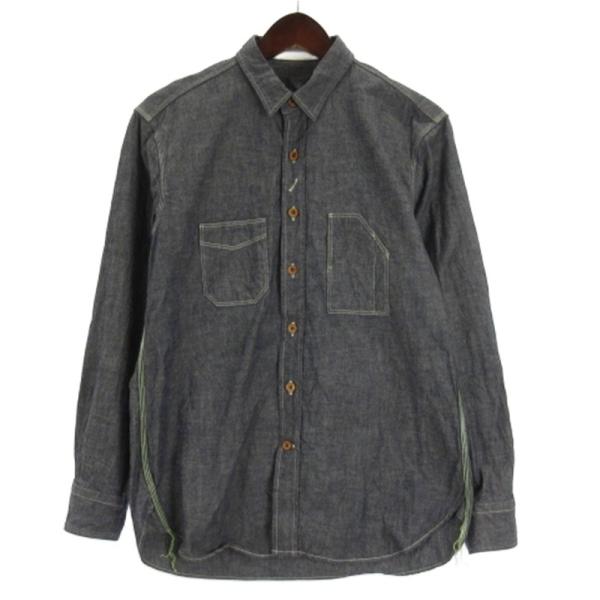 セブンスセンスフォークロア Seventh Sense Folklore Fob Watch Shirt シャンブレーシャツ 長袖 ステッチ ブルー系 M メンズ【表記サイズ】M【実寸サイズ】肩幅：45cm　身幅：51.5cm　袖丈：58c...