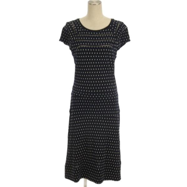 トリーバーチ TORY BURCH 総柄 ワンピース ひざ丈 ネイビー S ■FF レディース【ブランド】トリーバーチ TORY BURCH【表記サイズ】S【実寸サイズ】身幅：41cm　総丈：106cm　　【素材】柄地 レーヨン100％　無...