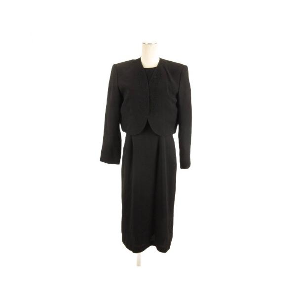 セシレーヌ cecilene アンサンブル ブラック フォーマル ジャケット ワンピース 11AR ブラック ■FF レディース【表記サイズ】11SR【実寸サイズ】肩幅：39.5cm　身幅：46cm　袖丈：29cm　総丈：108cm　ジャケ...