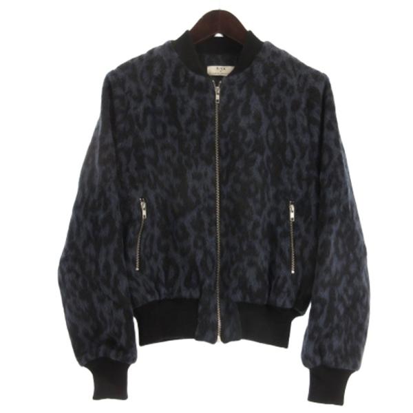 RIKA by ULRIKA LUNDGREN レオパード柄 ジャケット ブルー S ■TC レディース【表記サイズ】S【実寸サイズ】肩幅：40cm　身幅：50cm　袖丈：60cm　着丈：55cm　　【素材】毛 コットン ポリエステル アク...