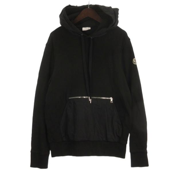 モンクレール MONCLER スウェットパーカー ナイロン 切替 H20918G00004 ブラック M メンズ【ブランド】モンクレール MONCLER【表記サイズ】M【実寸サイズ】肩幅：48cm　身幅：55cm　袖丈：67.5cm　着丈：...