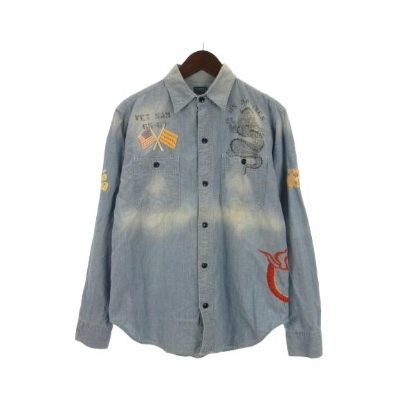 東洋エンタープライズ TOYO ENTERPRISE 刺繍 シャンブレー シャツ 長袖 ブルー系 260210E メンズ【ブランド】東洋エンタープライズ TOYO ENTERPRISE【表記サイズ】15-15.5【実寸サイズ】肩幅：45cm...