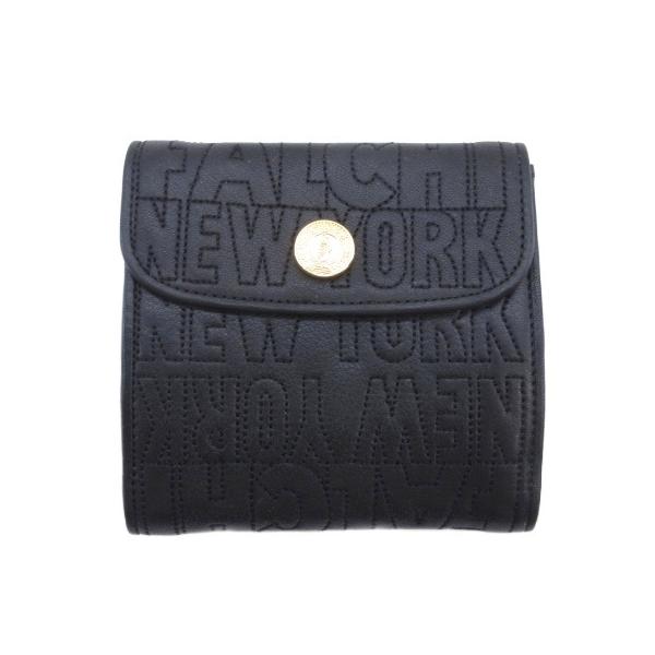 ファルチニューヨーク Falchi New York ロゴ 二つ折り財布 ブラック ■GY99 レディース【実寸サイズ】ヨコ：10.5cm　タテ：10.5cm　マチ：2cm　　【色】ブラック【仕様】小銭入れ×1、札入れ×1、カード入れ×6、...