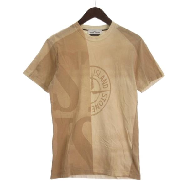 ストーンアイランド STONE ISLAND ロゴ プリント Tシャツ カットソー 半袖 ベージュ S メンズ【ブランド】ストーンアイランド STONE ISLAND【表記サイズ】S【実寸サイズ】肩幅：42cm　身幅：45cm　袖丈：19c...