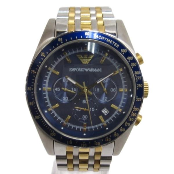 エンポリオアルマーニ EMPORIO ARMANI クロノグラフ 腕時計 クォーツ コンビ メンズ【ブランド】エンポリオアルマーニ EMPORIO ARMANI【実寸サイズ】バンド幅：2.1cm　腕周り：20cm　ケース・タテ：45mm　ケ...