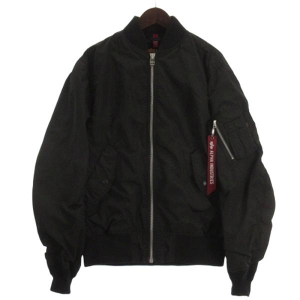 アルファ ALPHA MA-1 ジャケット ブラック L ■GY12 メンズ【ブランド】アルファ ALPHA【表記サイズ】L【実寸サイズ】肩幅：47cm　身幅：57cm　袖丈：66cm　着丈：69cm　　【素材】ポリエステル【色】ブラック【...