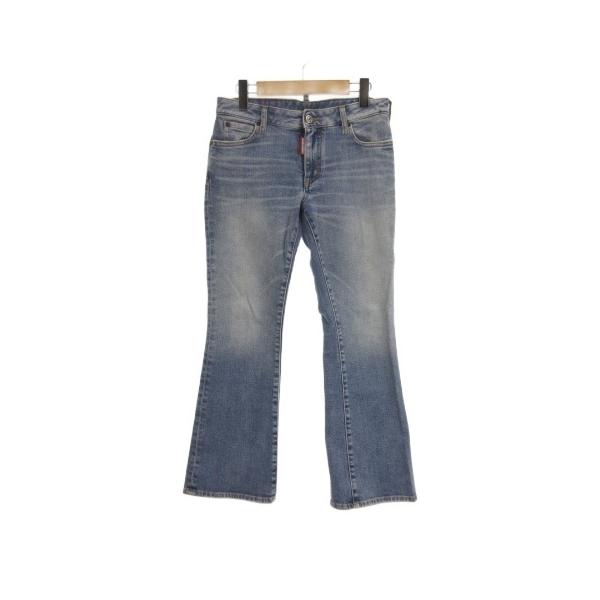 ディースクエアード DSQUARED2 クロップド フレア デニム パンツ 36 ライトインディゴ レディース【ブランド】ディースクエアード DSQUARED2【表記サイズ】36【実寸サイズ】ウエスト：72cm　もも幅：24cm　裾幅：21...