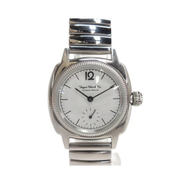 vague watch coussin ヴァーグウォッチ クォーツ 腕時計 ジャンク メンズ レディース【実寸サイズ】バンド幅：1.7cm　腕周り：18cm　ケース・タテ：32mm　ケース・ヨコ（リューズは除く）：30mm　　【状態】・不動...