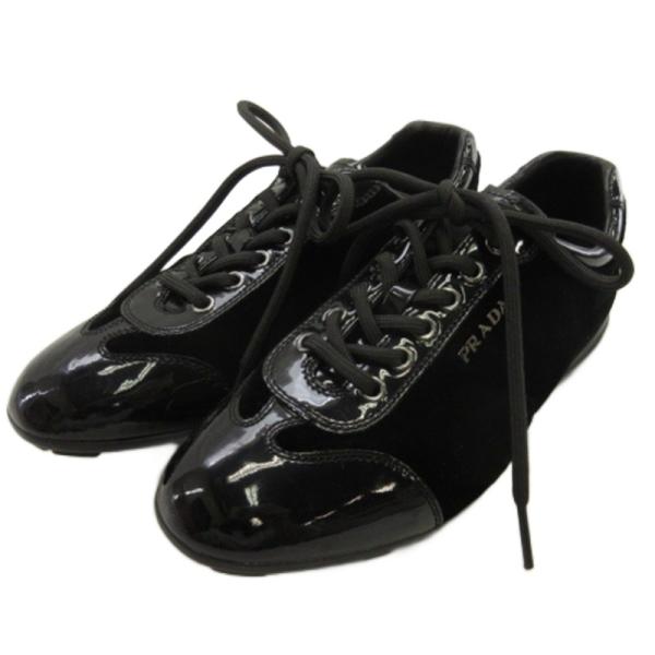 プラダスポーツ PRADA SPORT ロゴ ベロア シューズ スニーカー ブラック 35.5 ■GY62 レディース【ブランド】プラダスポーツ PRADA SPORT【表記サイズ】35.5 22.5cm相当【実寸サイズ】最大幅：8cm　ア...