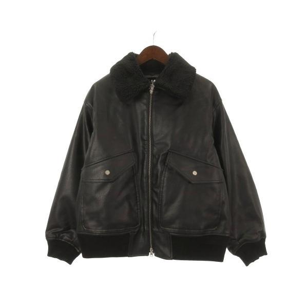 未使用品 ウィム バイ リドム WYM LIDNM DETACHABLE BOA ARTIFICIAL GRAIN FLIGHT BLOUSON フェイクレザー ブルゾン ブラック S 260508E メンズ【表記サイズ】S【実寸サイズ】肩...