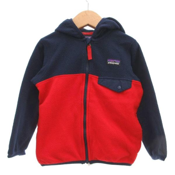 パタゴニア Patagonia ジャケット 2T 紺 ネイビー 赤 レッド 無地 フード付き 長袖 /ML ■GY74 キッズ【ブランド】パタゴニア Patagonia【表記サイズ】2T【実寸サイズ】肩幅：28cm　身幅：32cm　着丈：3...