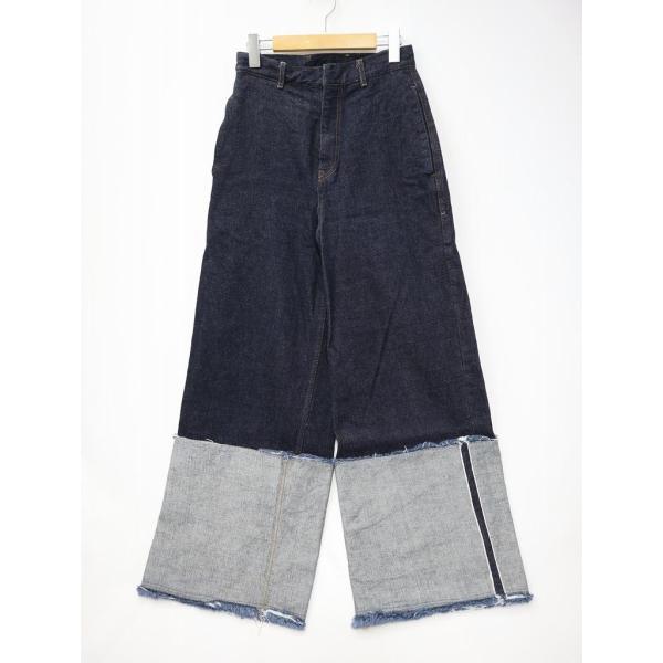 LIVINGTONE リヴィントーン DOLK - Turn up long セルビッチ デニム ワイドストレート パンツ 36 INDIGO(インディゴ) レディース【表記サイズ】レディース:36【実寸サイズ】ウエスト：66cm　もも幅：...