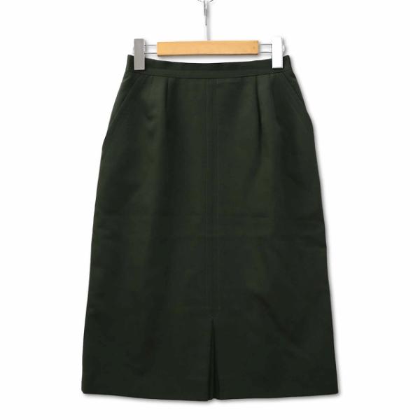 REGIE VIVO ステッチ使い ボックスプリーツ ミモレ タイトスカート カーキグリーン 11 (L) レディース【表記サイズ】レディース/11【実寸サイズ】ウエスト：64cm　ヒップ：96cm　スカート丈：63cm　　【素材】表地　毛...