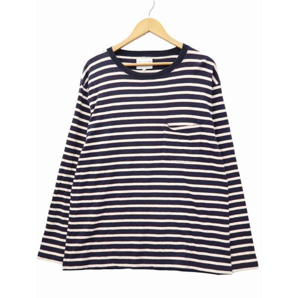 MANUALALPHABET for 417 マニュアルアルファベット ボートネック ポケット ボーダー カットソー ロンT Tシャツ L NAVY(ネイビー) 春秋 メンズ レディース【表記サイズ】ユニセックス:L【実寸サイズ】肩幅：50...