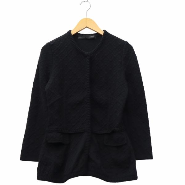 エルマノシェルビーノ ERMANNO SCERVINO スクエア模様 長袖 クルーネック ボタンアップ カーディガン 40 BLACK ブラック レディース【ブランド】エルマノシェルビーノ ERMANNO SCERVINO【表記サイズ】レデ...
